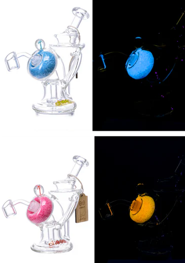 Cheech 6" Glass Glow in the Dark Recycler Rig - The Wee Smoke Shop